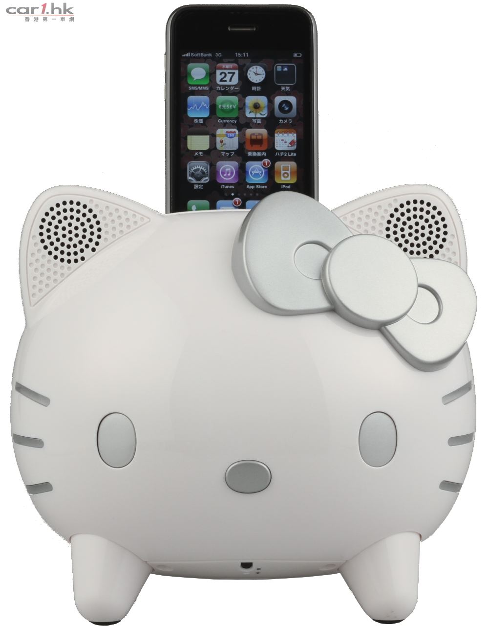 Hello Kitty 大頭 iPhone iPod 坐台 2.1 揚聲器 ： 香港第一車網 Car1.hk